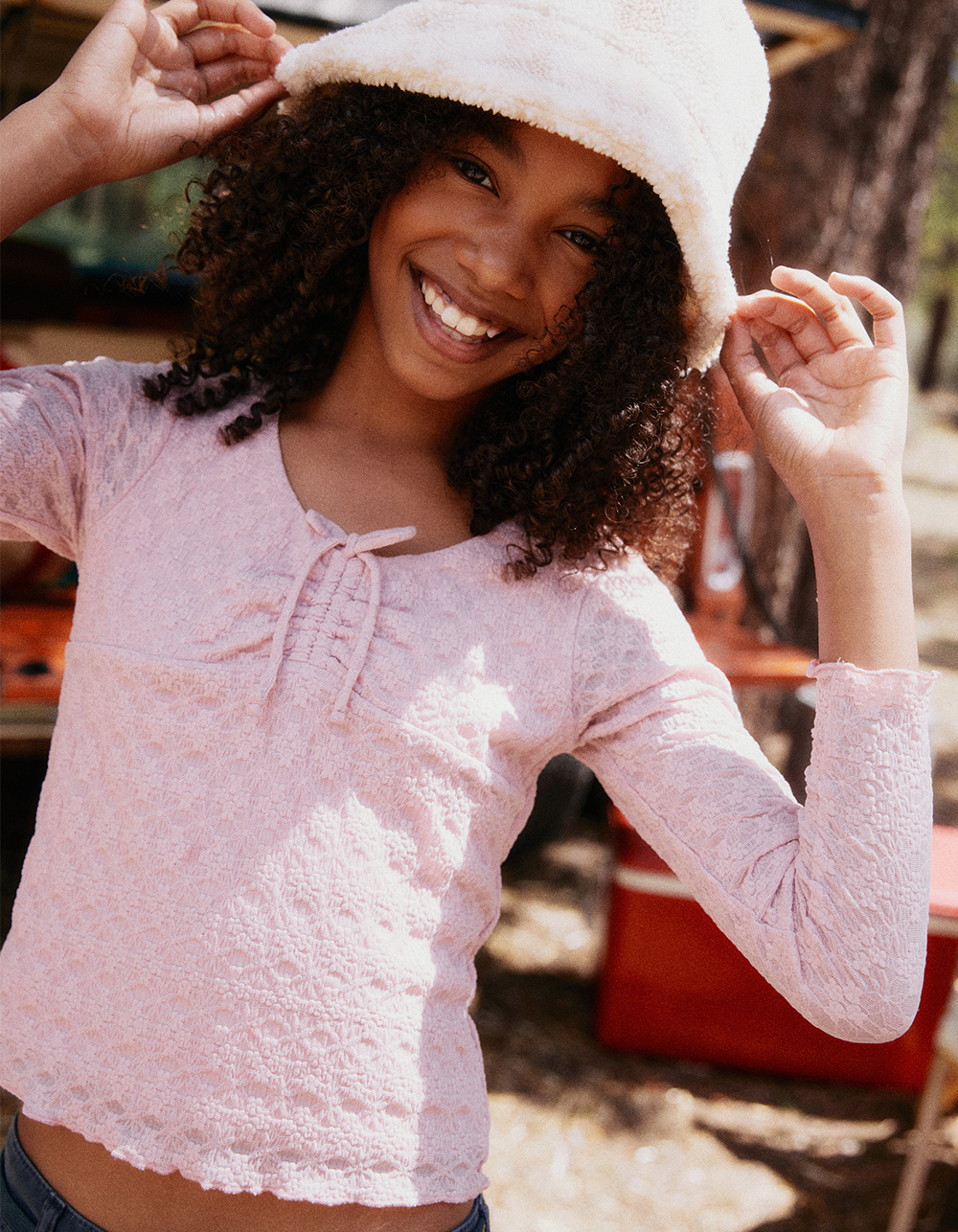 RSQ Girls Lace Tie Front Long Sleeve Top - LILAC | Tillys