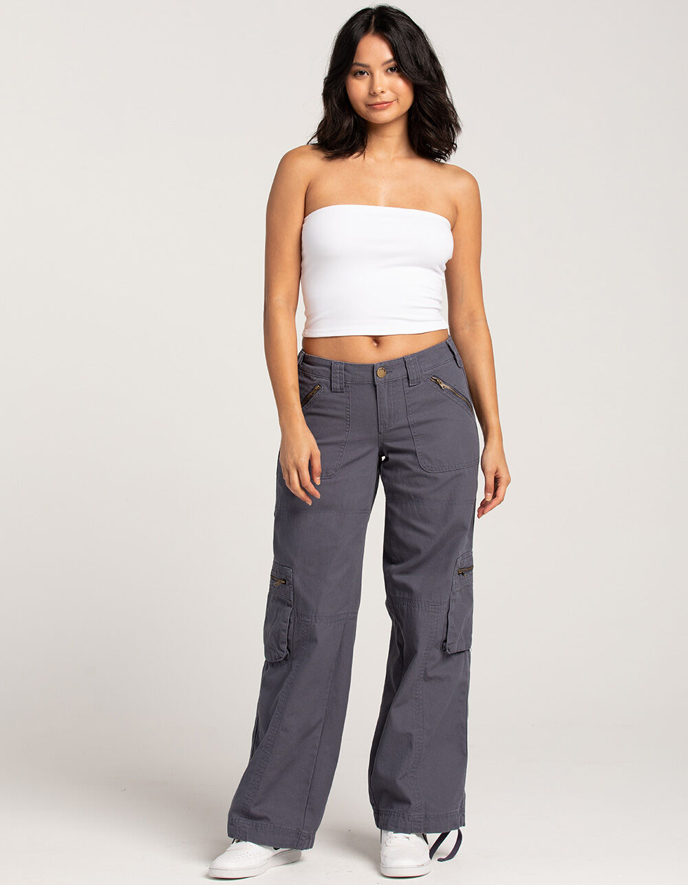 RSQ Womens Low Rise Overdye Cargo Zipper Pants - FADED NAVY | Tillys