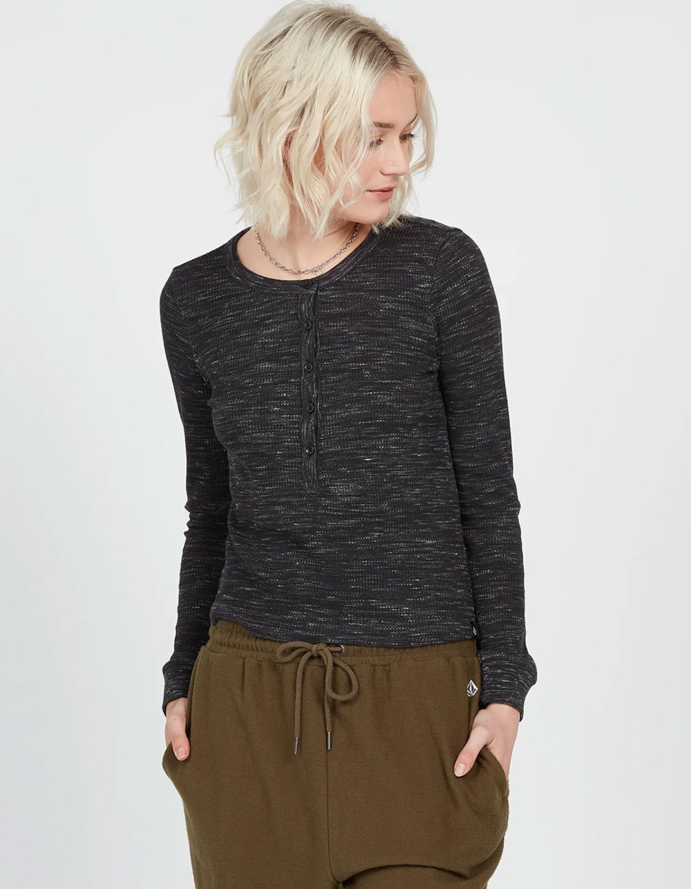 VOLCOM Apres Womens Henley Top - BLACK | Tillys
