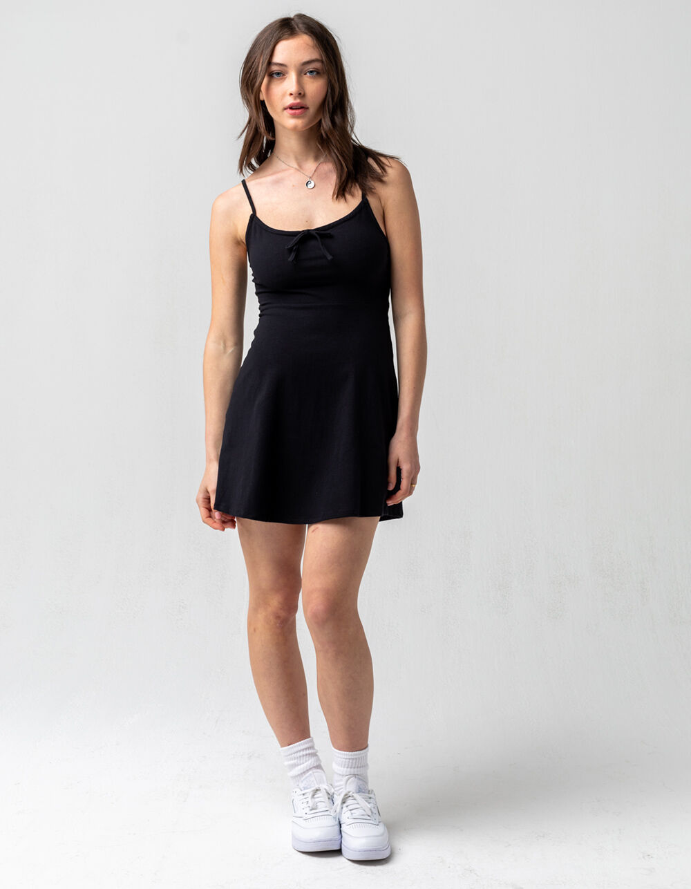 SKY AND SPARROW Emma Solid Fit N Flare Dress - BLACK | Tillys