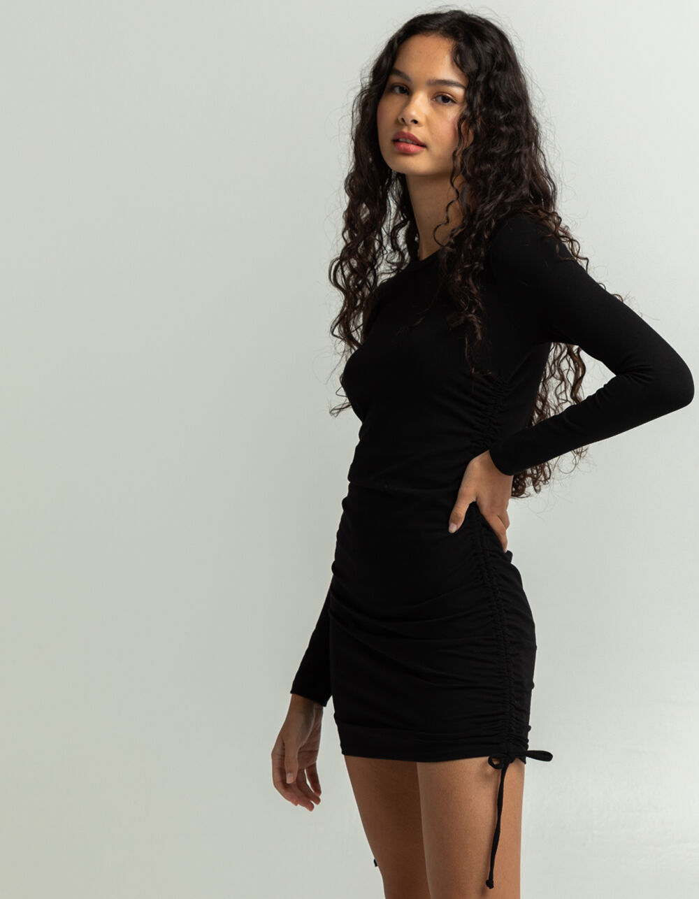 FULL TILT Cinch Side Bodycon Dress - BLACK - D3338