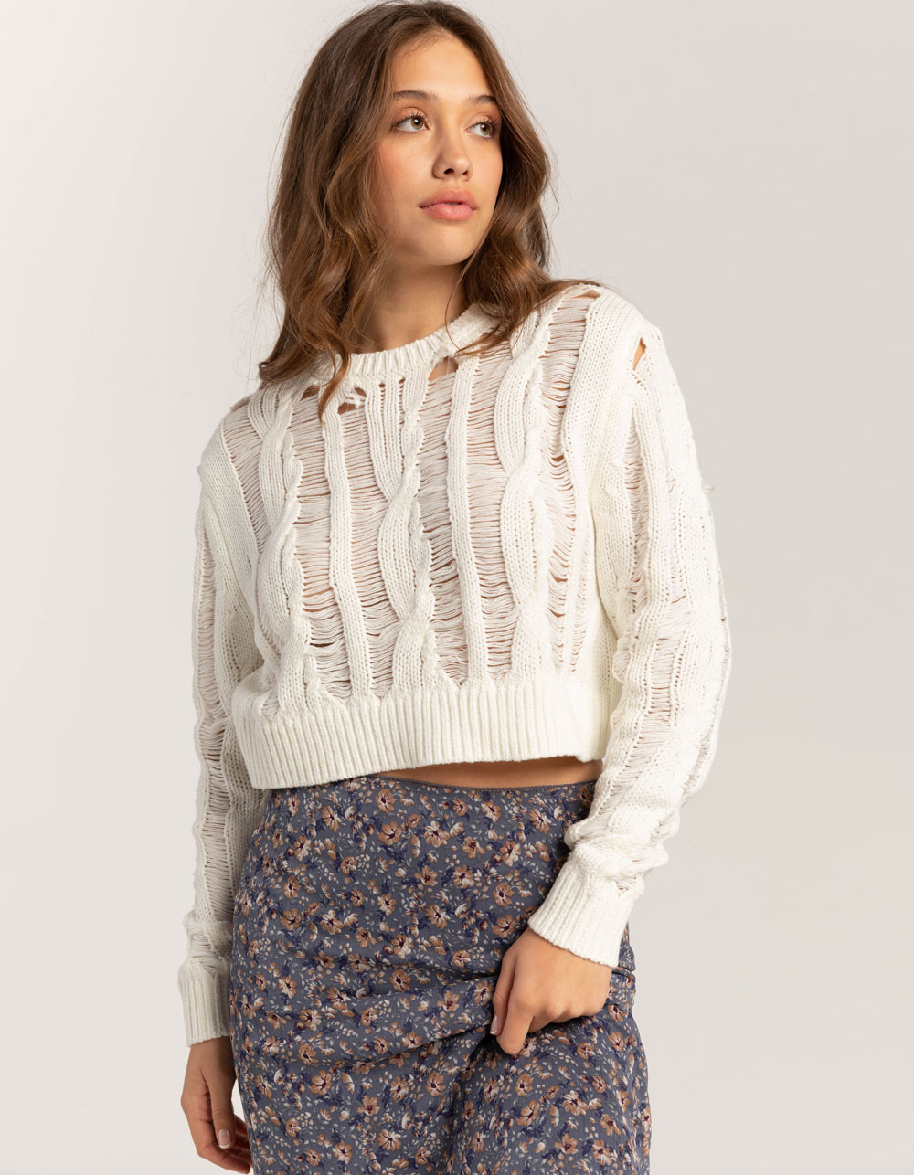 FULL TILT Drop Needle Womens Sweater - CREAM | Tillys