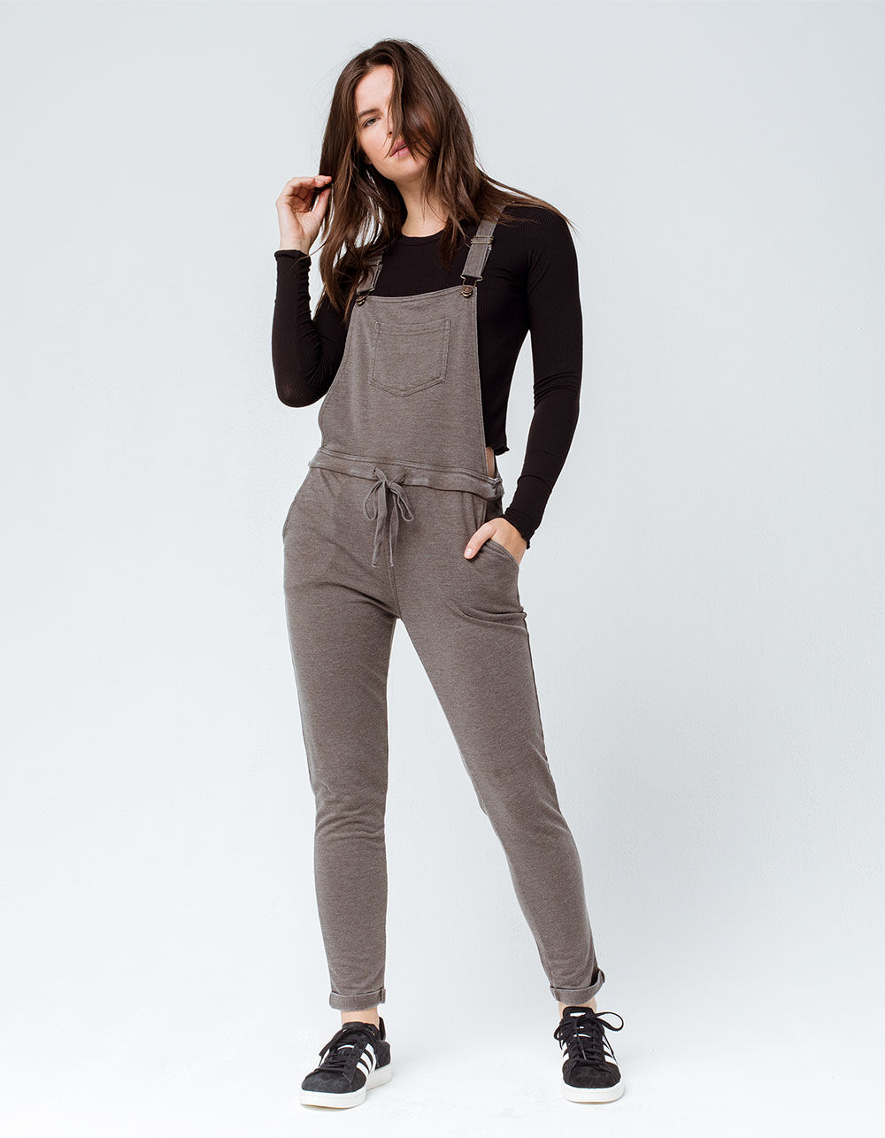 SKY AND SPARROW Fleece Womens Overalls - OLIVE | Tillys