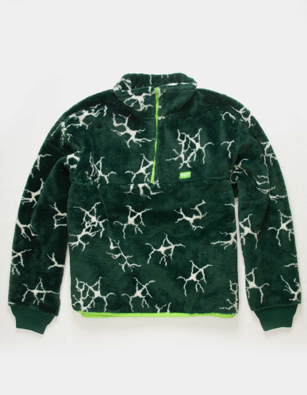 HUF Quake Sherpa Mens 1/4 Zip Fleece Jacket - FOREST | Tillys