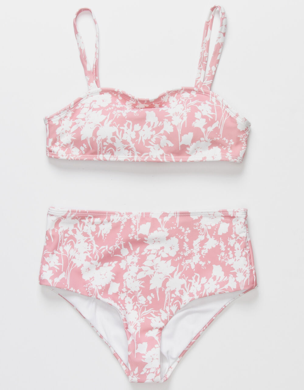 Full Tilt Lace Back Floral Bralette Girls Bikini Set Pnk Wht Tillys