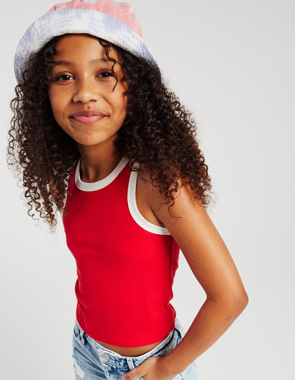 FULL TILT Essentials High Neck Girls Ringer Tank Top - RED COMBO | Tillys