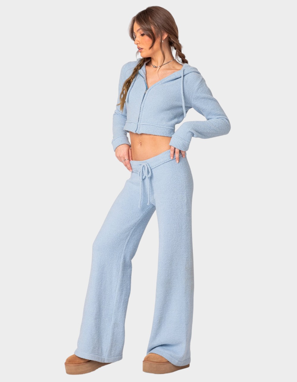 EDIKTED Plush Super Soft Knit Pants - BLUE | Tillys