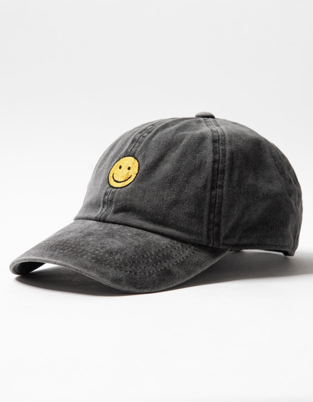 Smiley Face Strapback Hat - WASH BLACK | Tillys