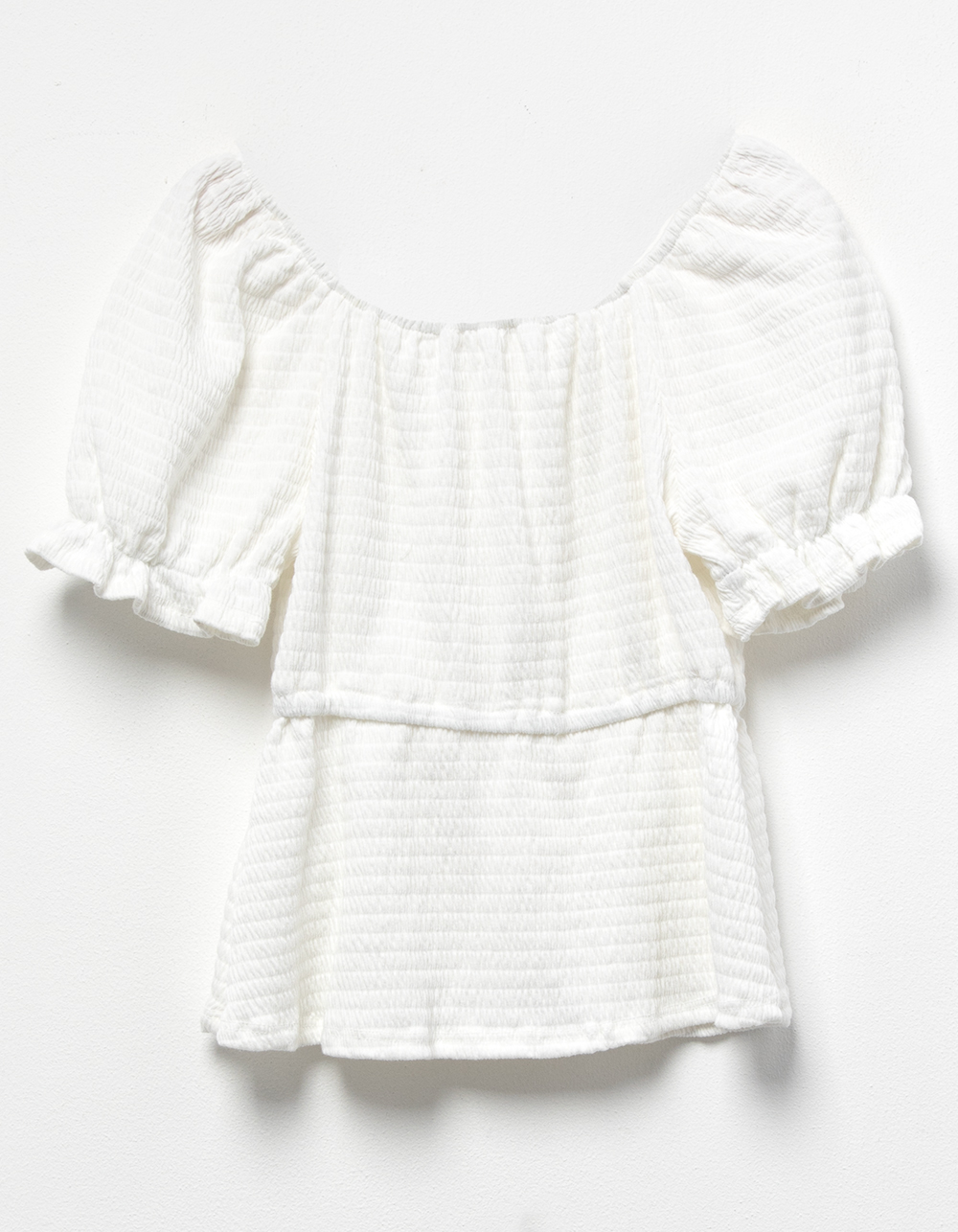 HAYDEN Texture Cinch Girls Babydoll Top - OFF WHITE | Tillys