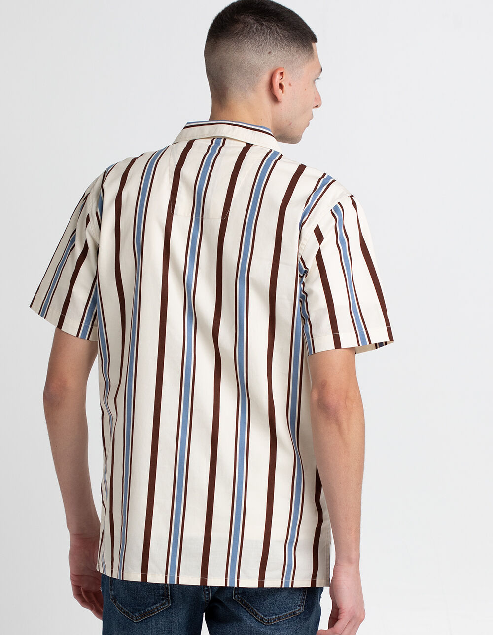 RSQ Striped Mens Button Up Shirt - WHT/BLUE | Tillys