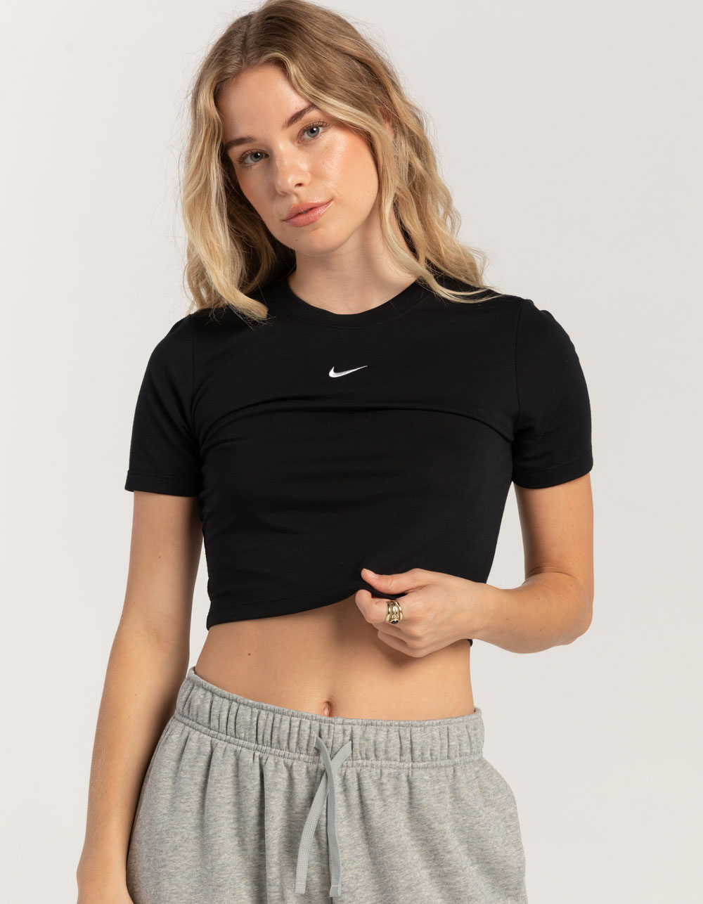NIKE Sportswear Essential Slim Crop Womens Tee - BLACK | Tillys
