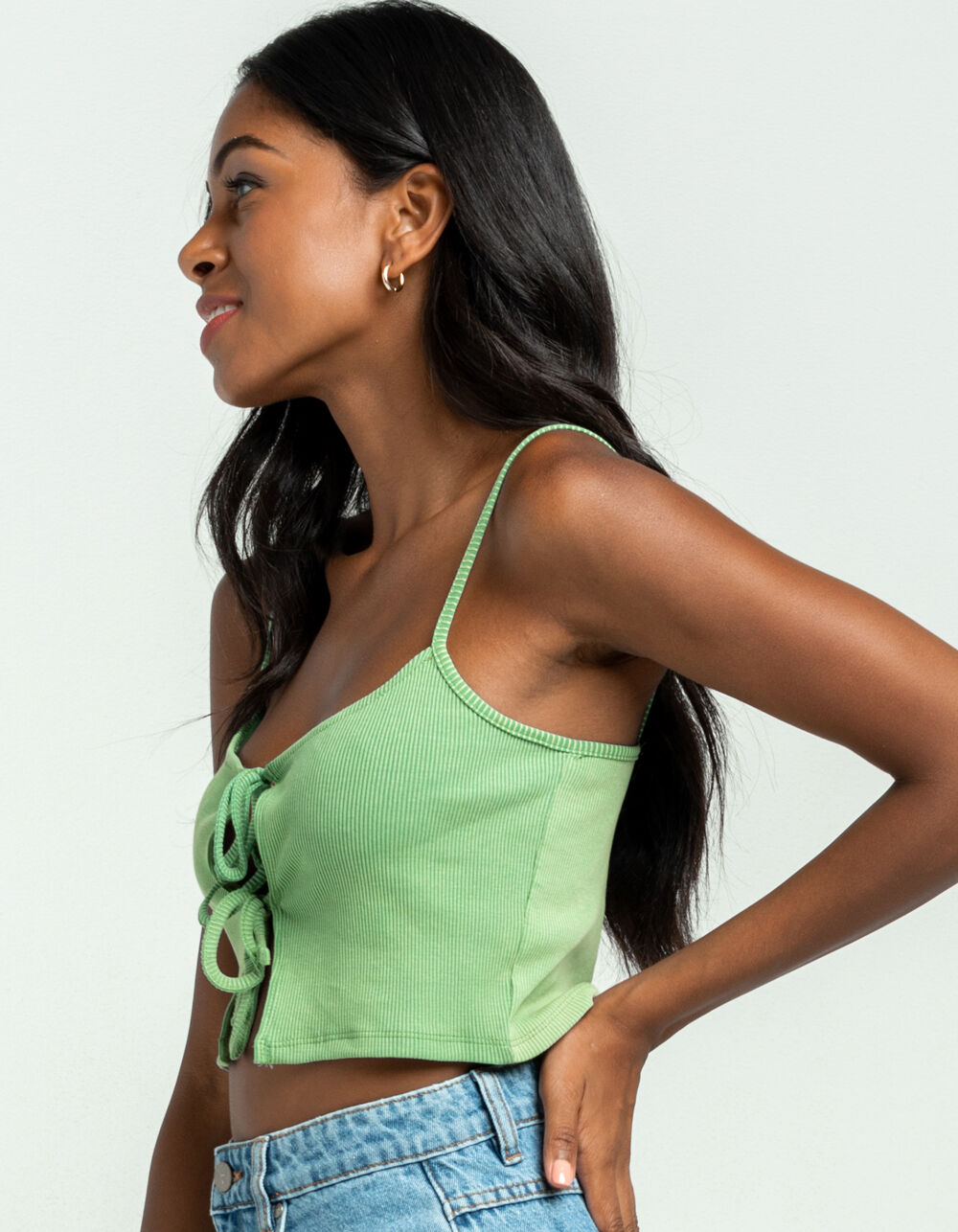 SKY AND SPARROW Tie Front Womens Green Cami - GREEN | Tillys