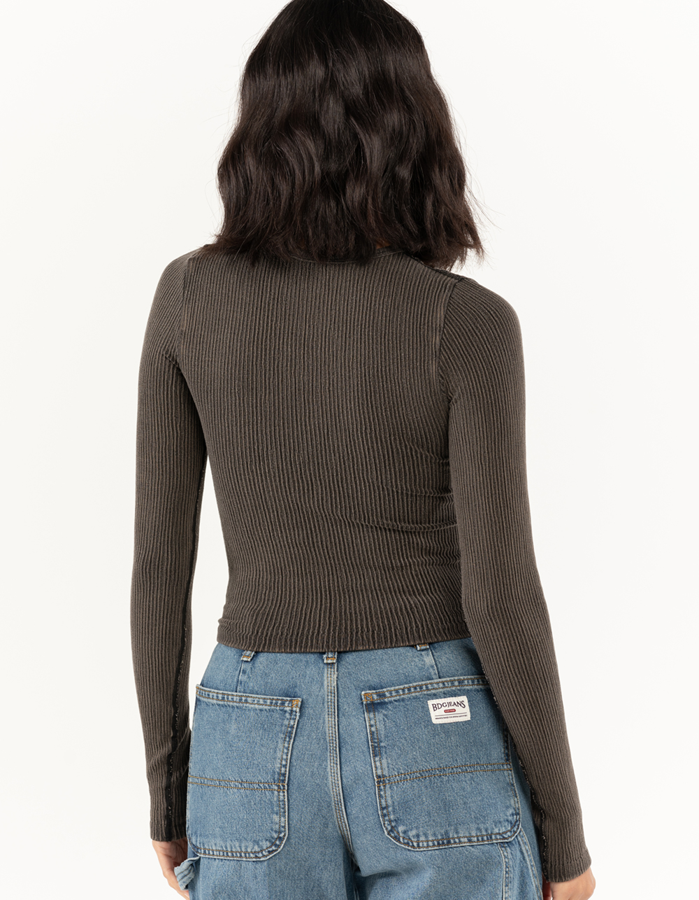 BDG Urban Outfitters Womens Cross Neck Rib Top - CHARCOAL | Tillys