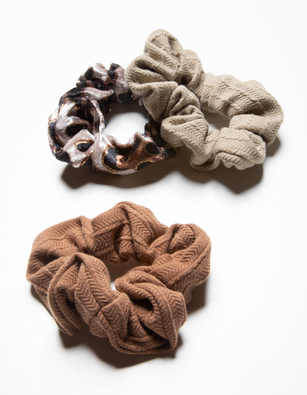 FULL TILT 3 Piece Leopard & Texture Scrunchies - MULTI | Tillys