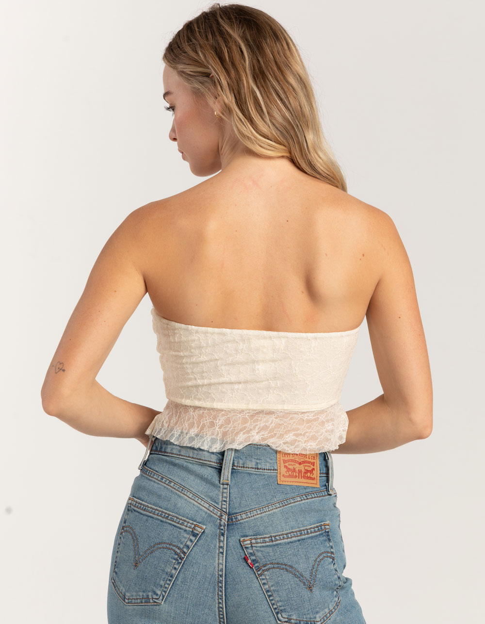 FULL TILT Lace Ruffle Womens Tube Top - IVORY | Tillys