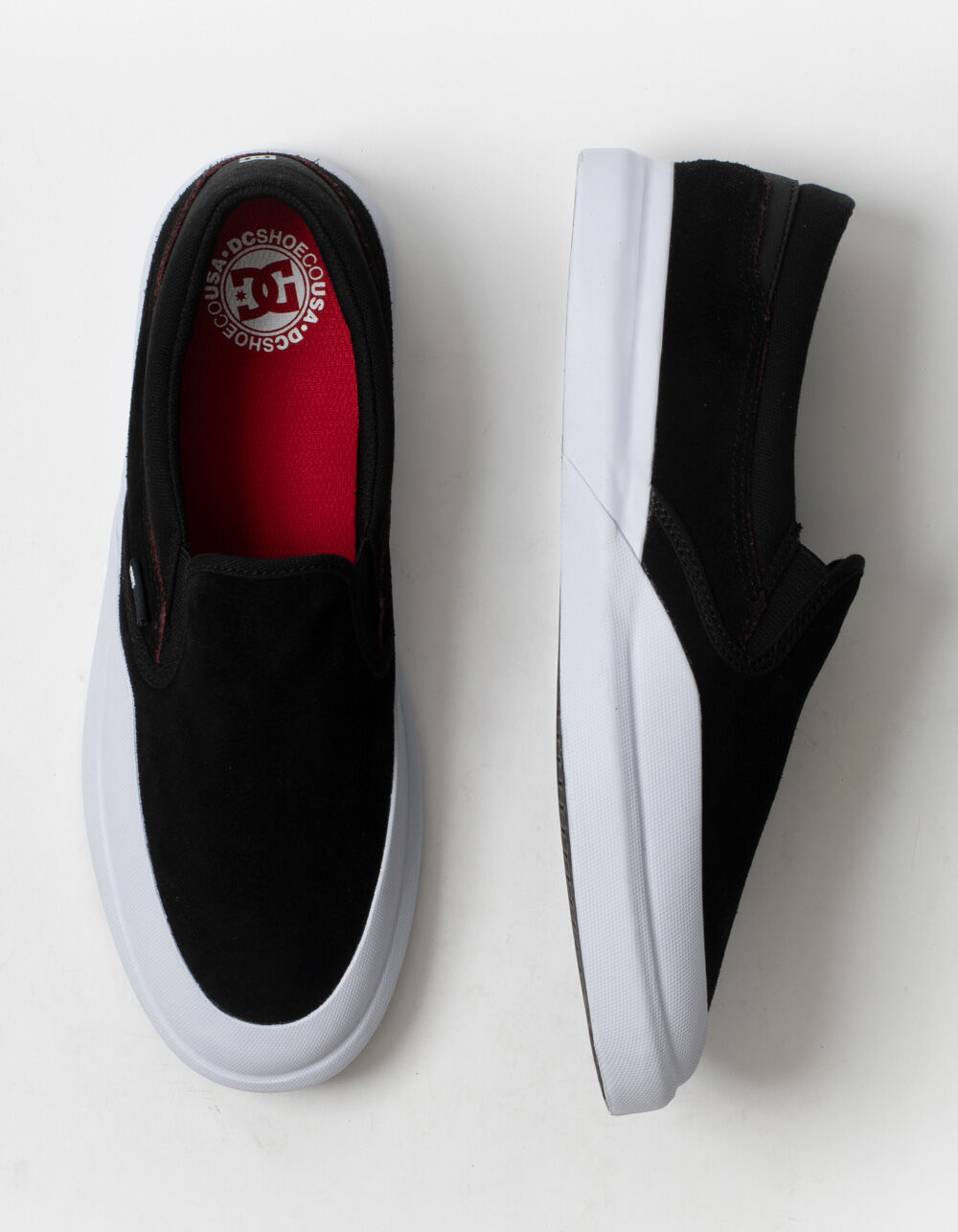 DC SHOES Infinite S Suede Mens Slip-On Skate Shoes - BLACK/WHITE | Tillys