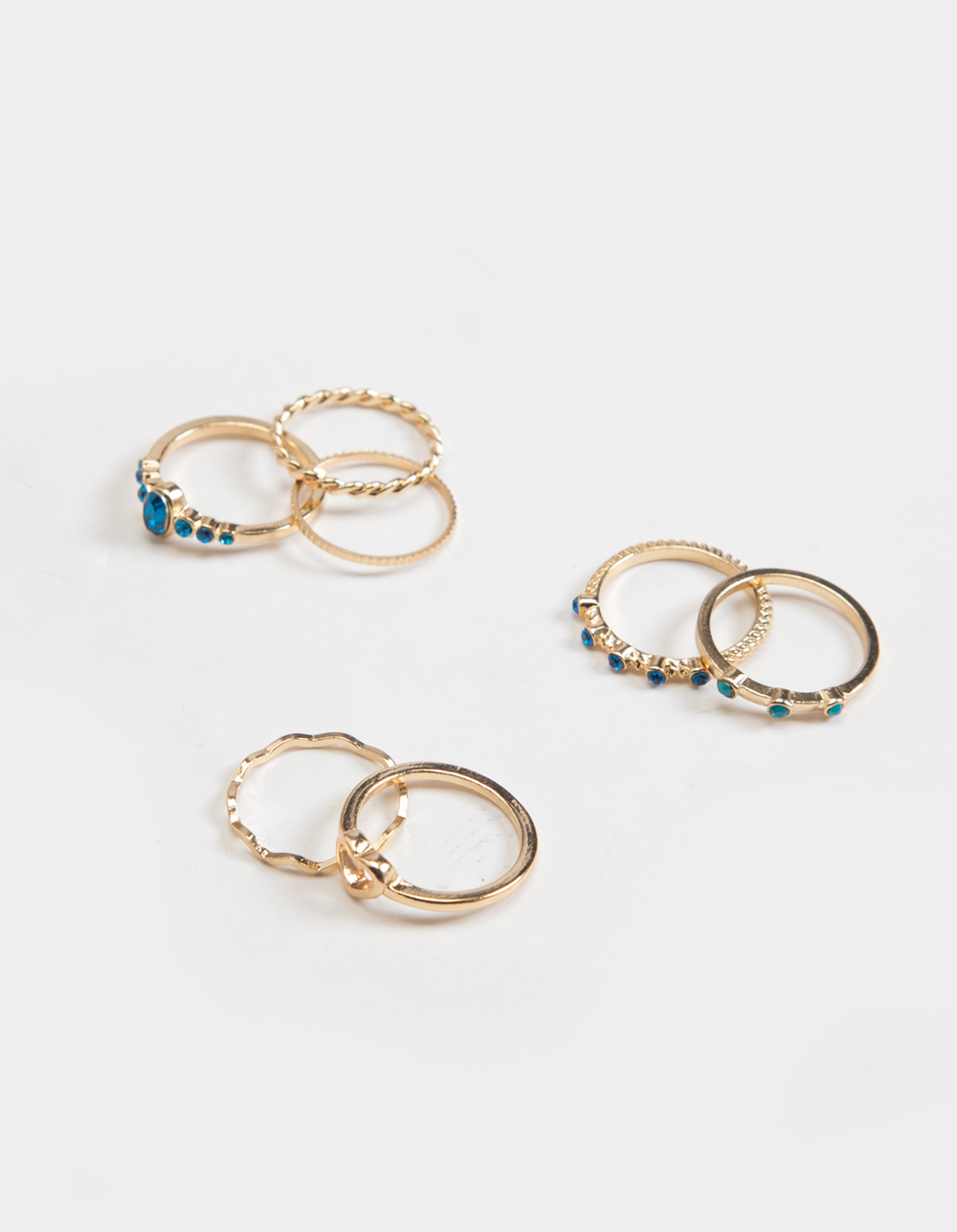 FULL TILT 7 Piece Rhinestone Rings - GOLD | Tillys