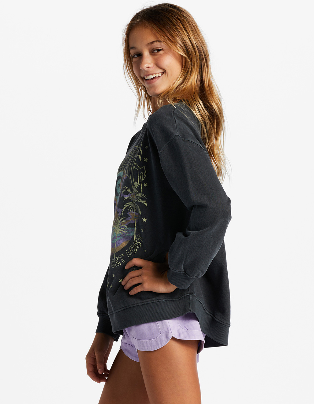 BILLABONG Making Waves Girls Crewneck Sweatshirt - BLACK | Tillys