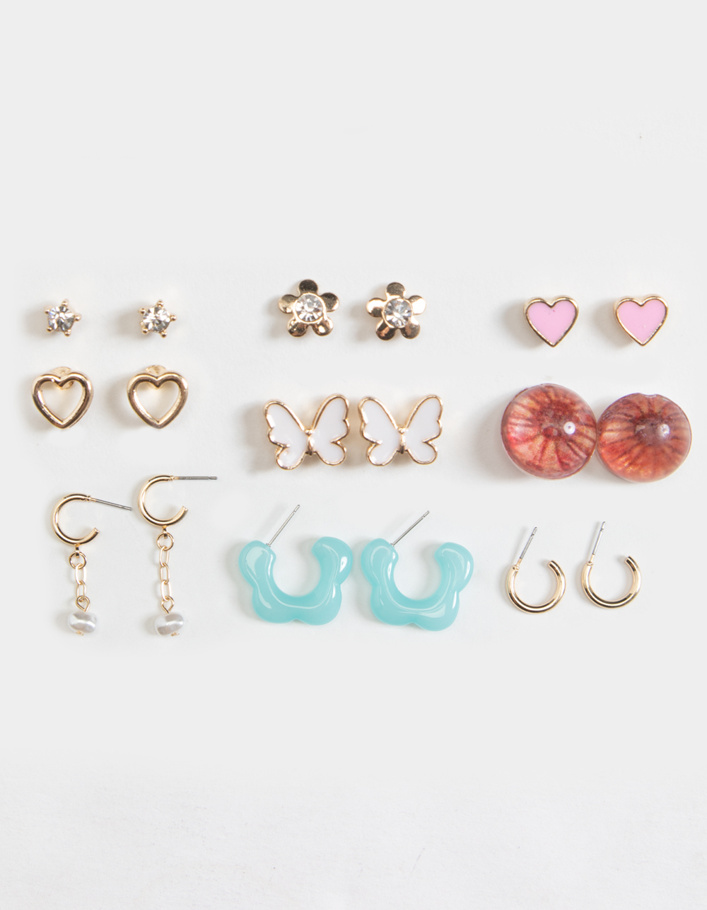 FULL TILT 9 Piece Acrylic Flower Earring Set - GOLD | Tillys
