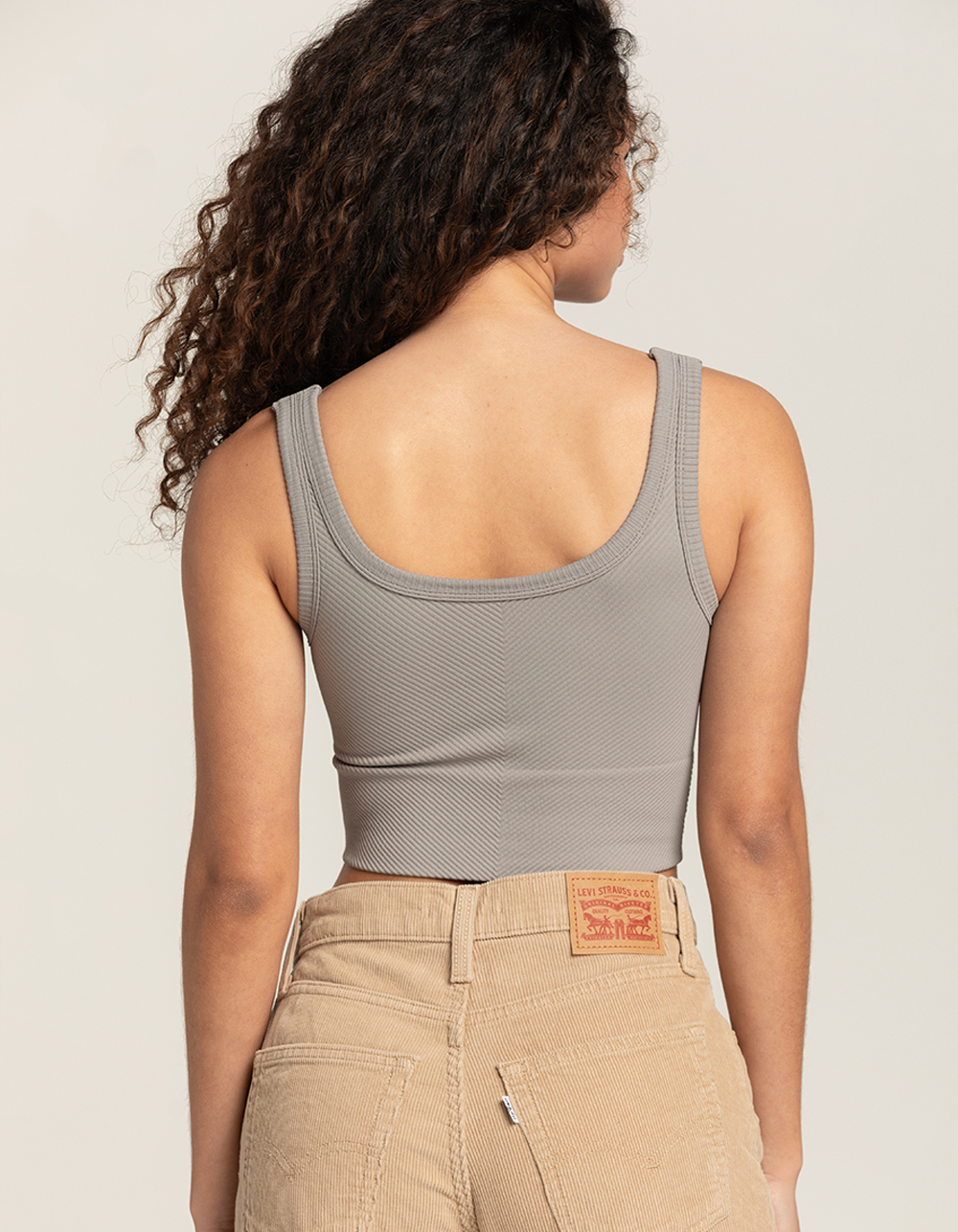 TILLYS Seamless Chevron Ribbed Womens Crop Bralette - GRAY | Tillys