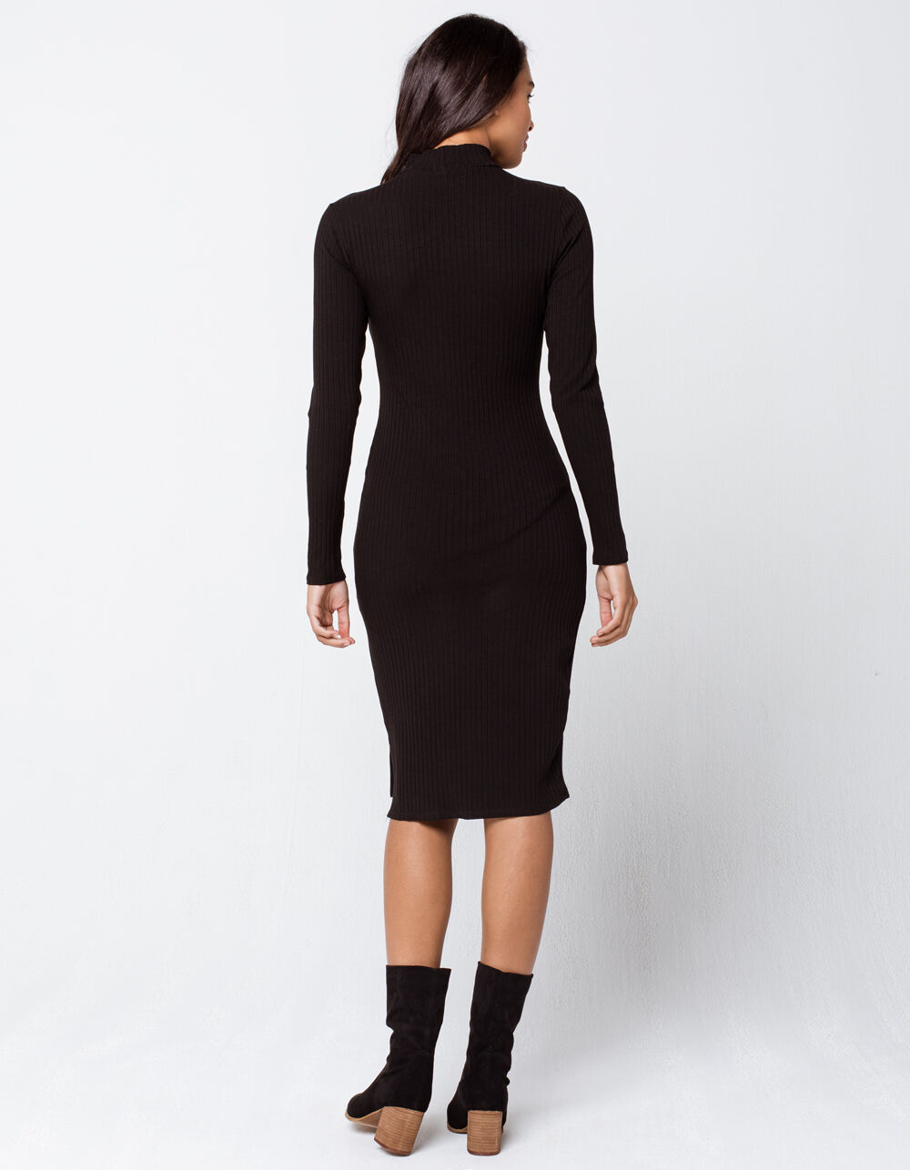HEART & HIPS Mock Neck Slit Bodycon Dress - BLACK | Tillys