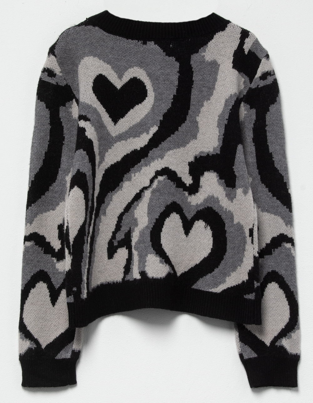 FULL TILT Heart Swirl Girls Sweater - BLACK COMBO | Tillys