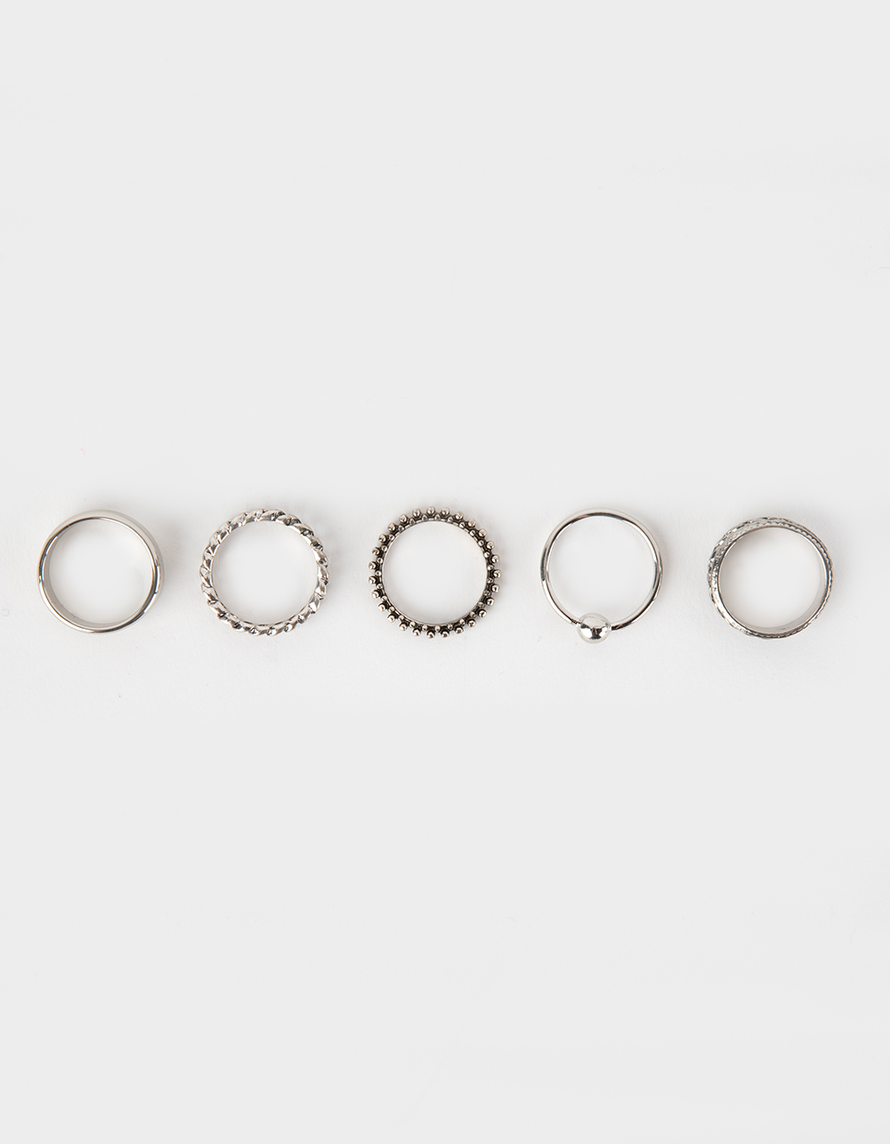RSQ 5 Pack Textured Ring Set - SILVER | Tillys