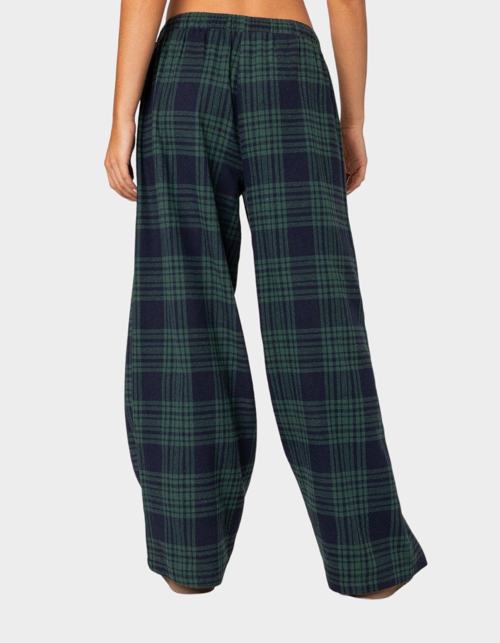 EDIKTED Lounge Around Plaid Wide Leg Pants - NAVY | Tillys