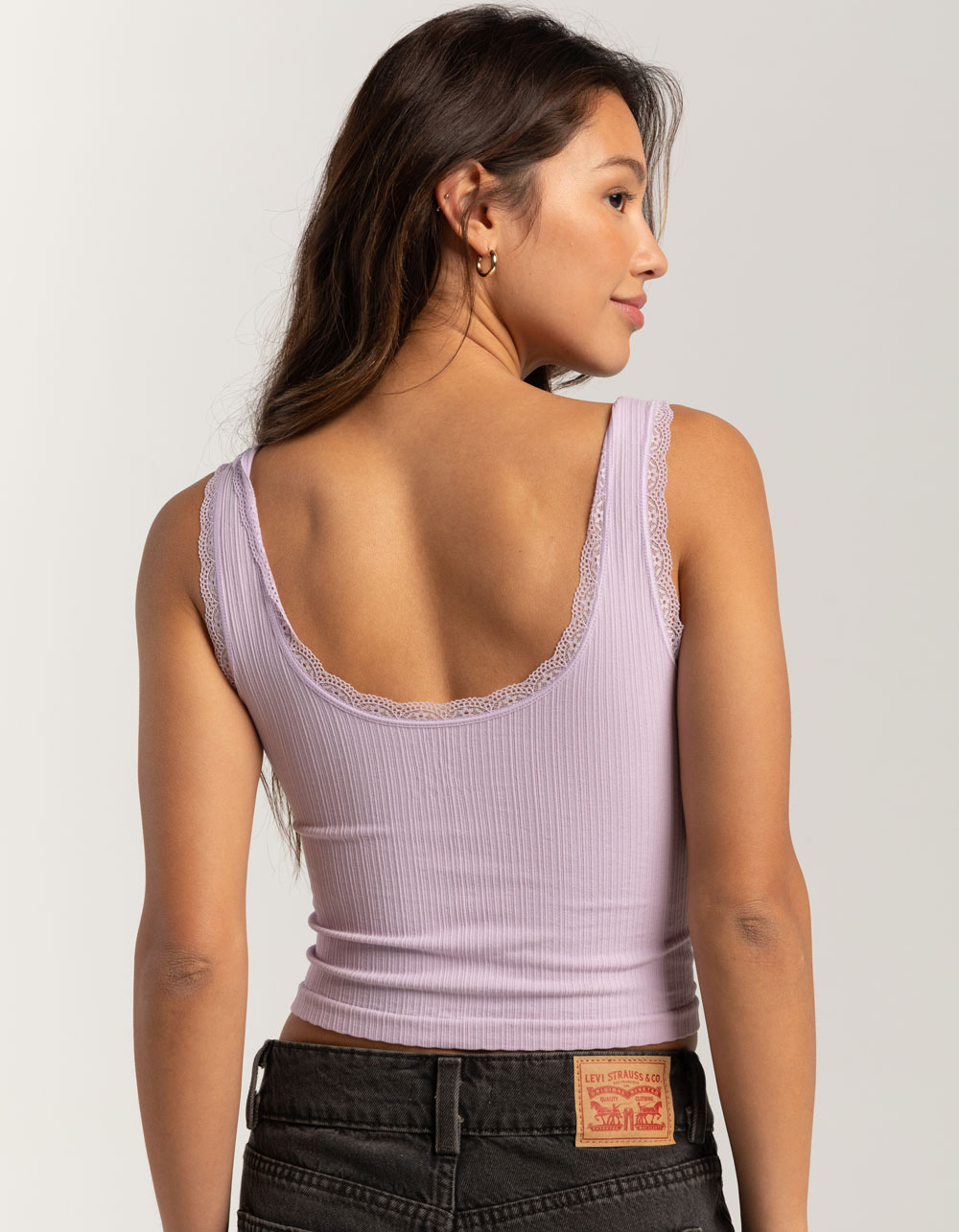FULL TILT Seamless Lace Trim Womens Tank Top - LAVENDAR | Tillys