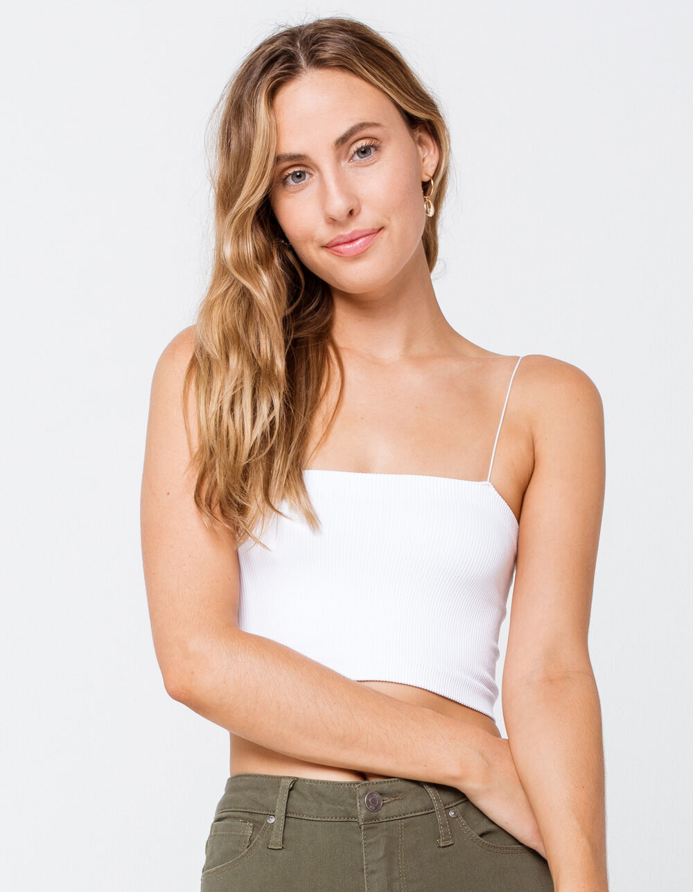 FULL TILT Ribbed Square Neck White Bralette - WHITE | Tillys