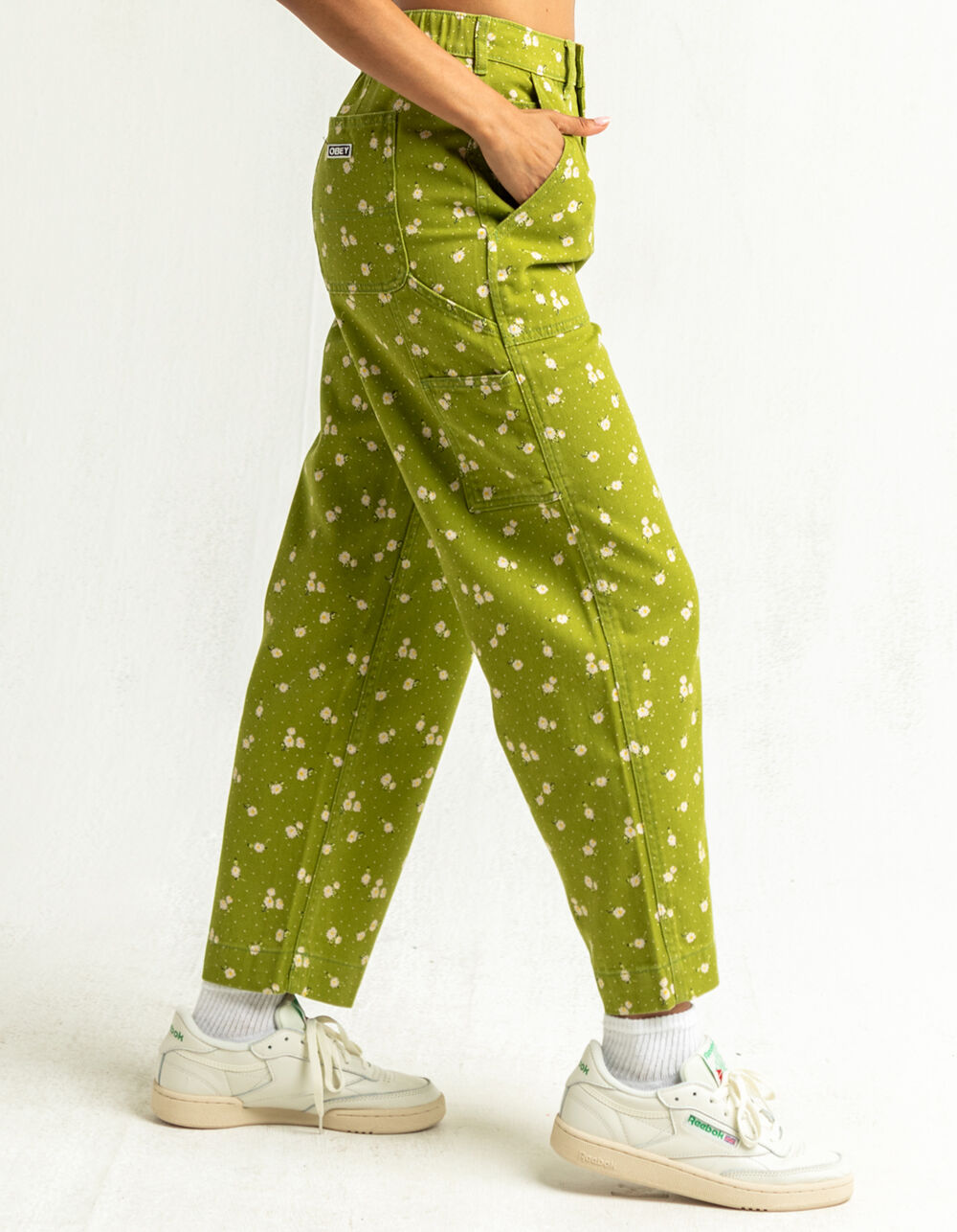 OBEY Studio Womens Green Work Pants - GREEN COMBO | Tillys