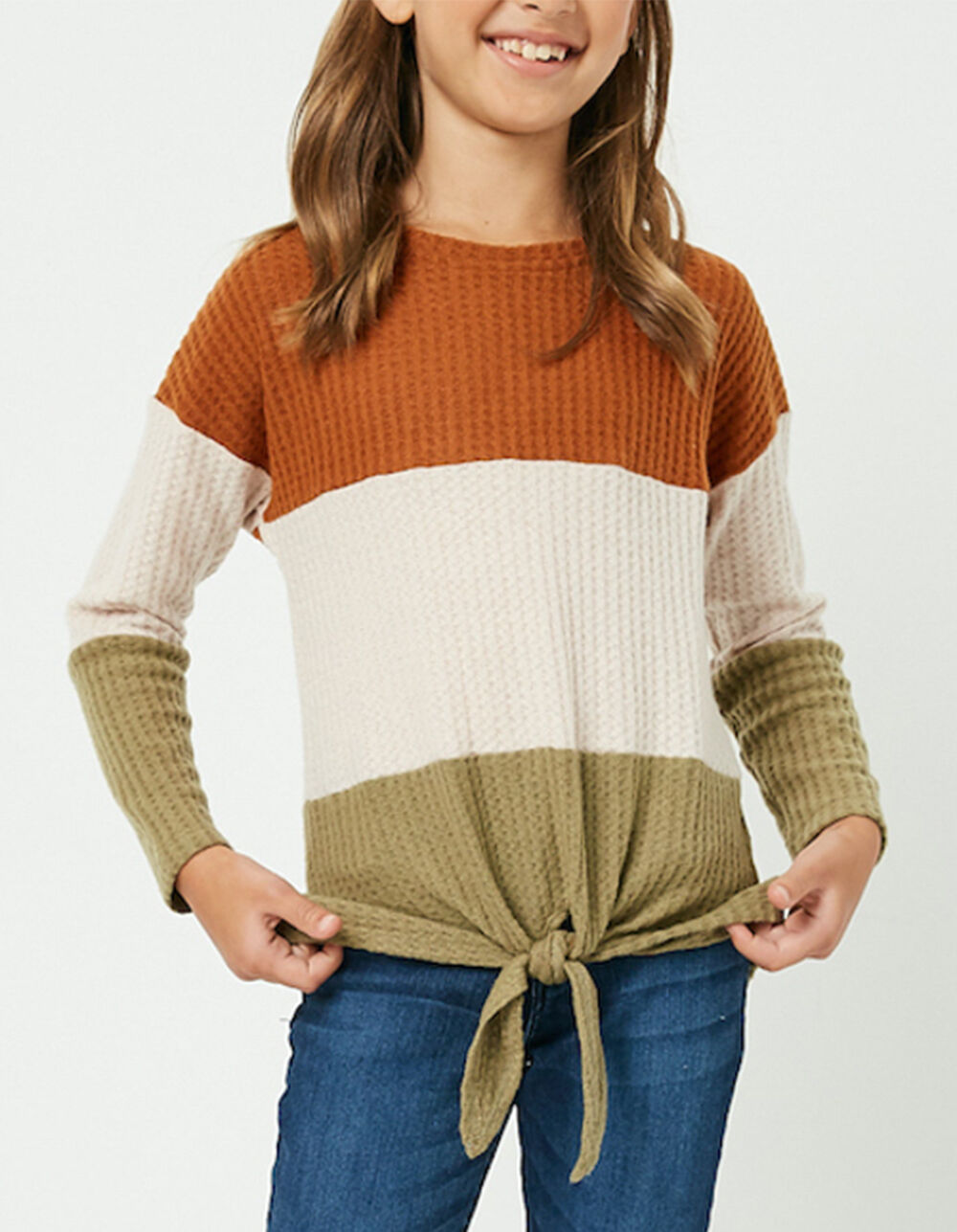 HAYDEN Color Block Tie Front Girls Top - MULTI | Tillys