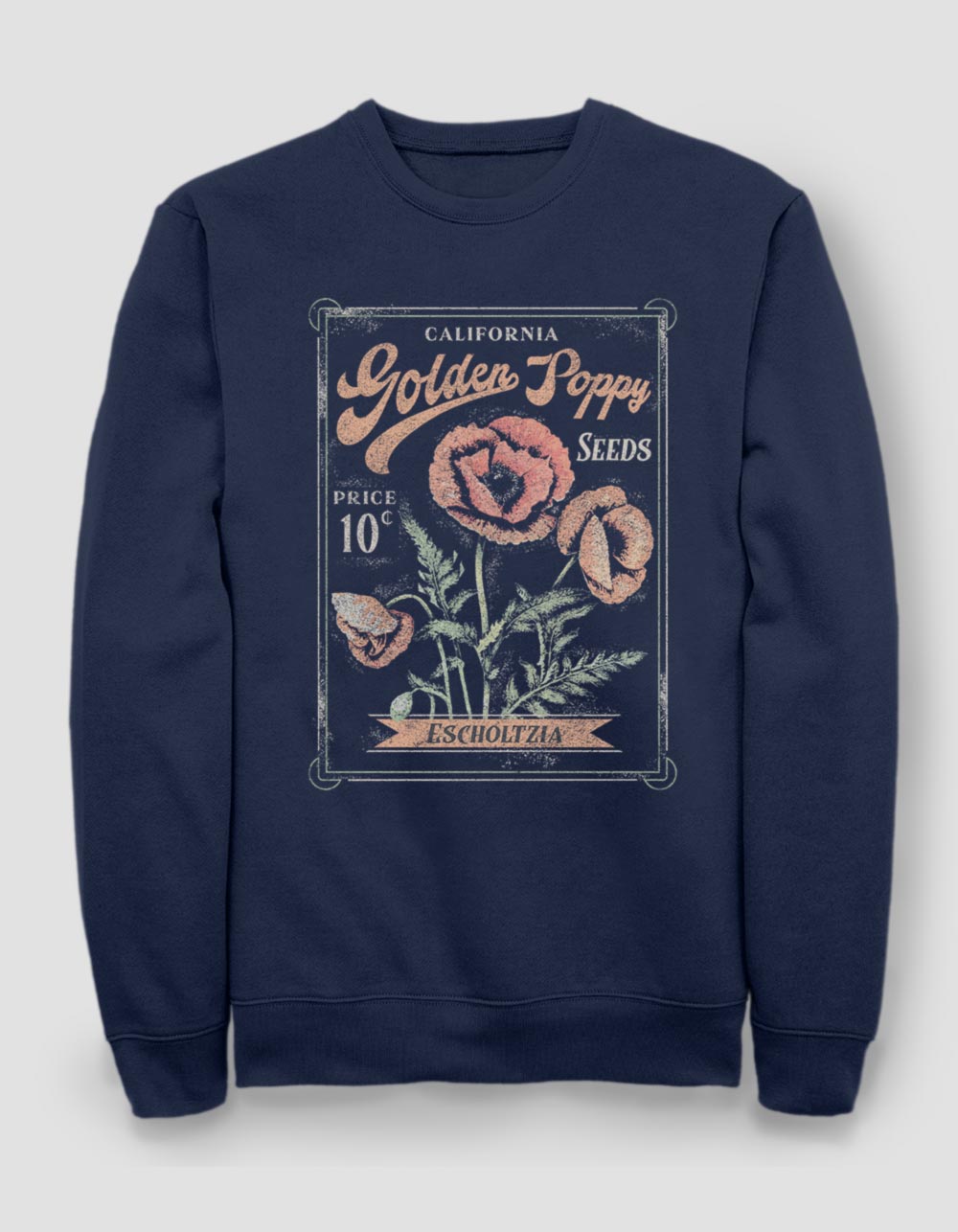 CALIFORNIA Poppy Seeds Unisex Crewneck Sweatshirt - NAVY | Tillys