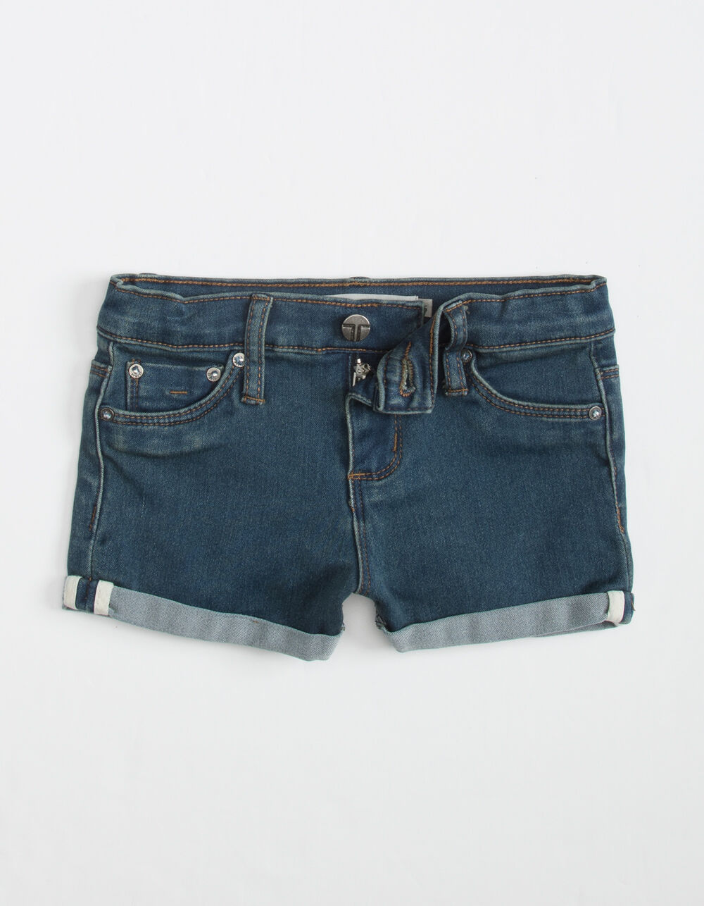 TRACTR Roll Cuff Little Girls Denim Shorts (4-6x) - DARK WASH | Tillys