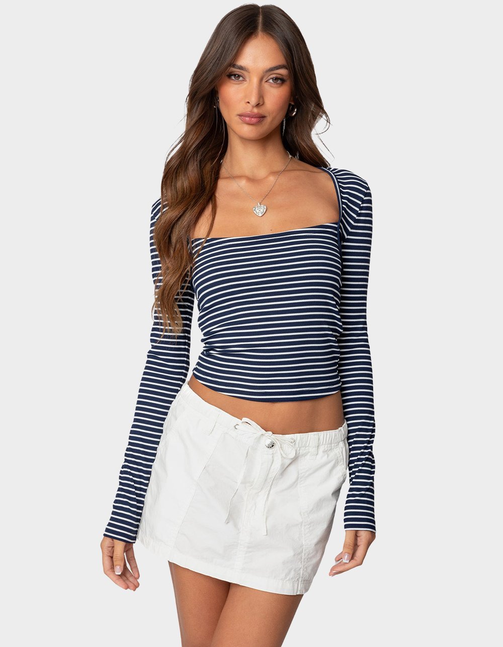 EDIKTED Alex Striped Top - NAVY | Tillys