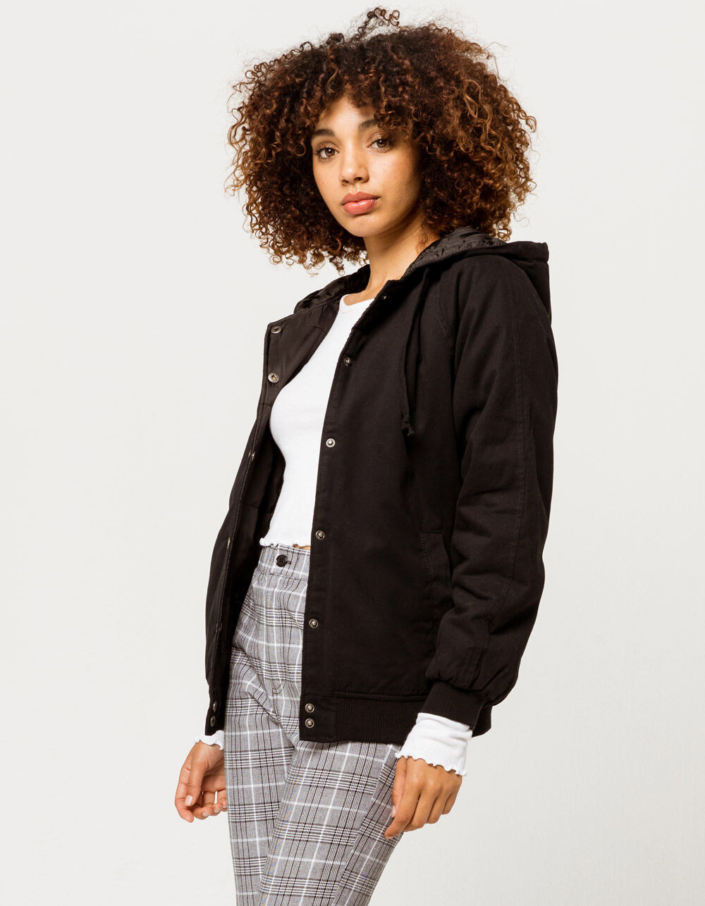 FULL TILT Oversized Twill Womens Bomber Jacket - BLACK | Tillys