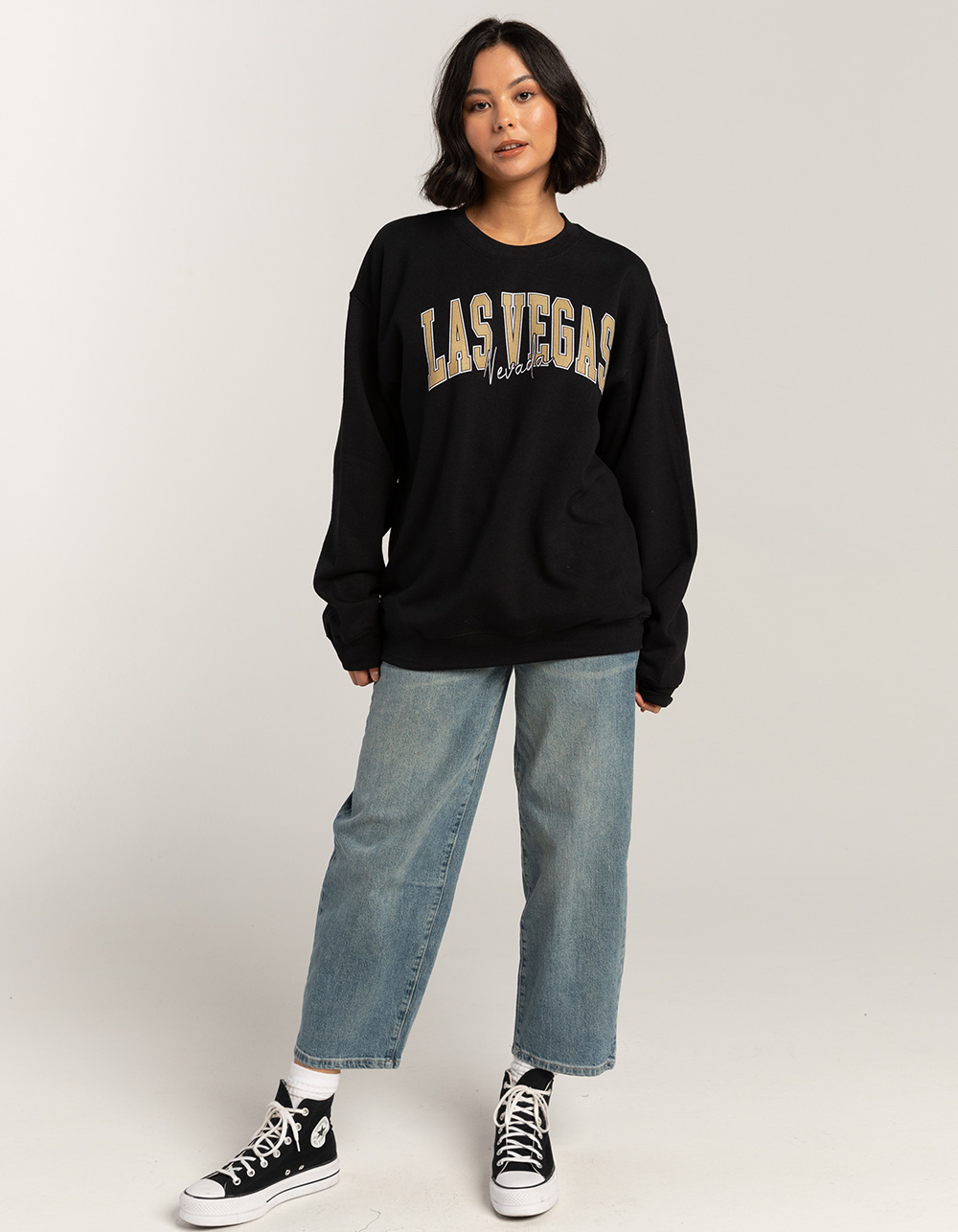 LAS VEGAS Nevada Script Unisex Crewneck Sweatshirt - BLACK | Tillys