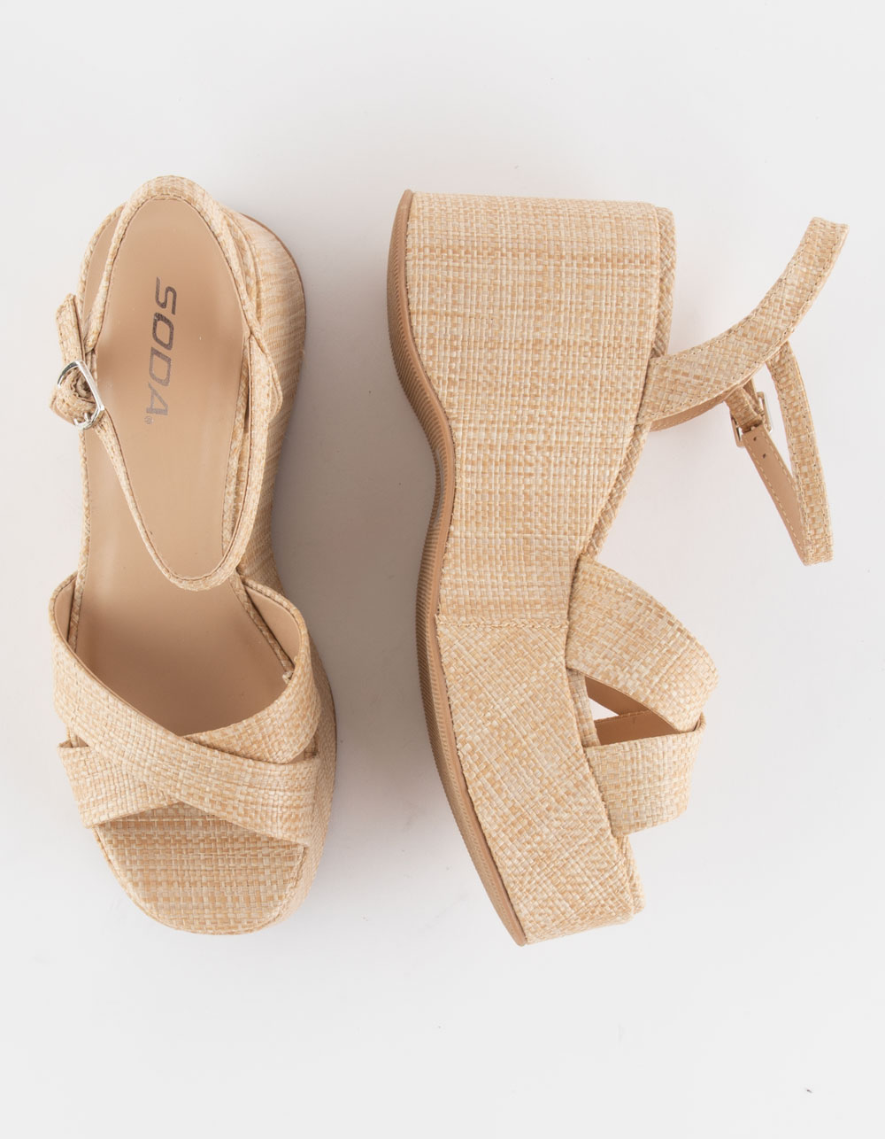 SODA Cross Band Womens Platform Wedges - NATURAL | Tillys