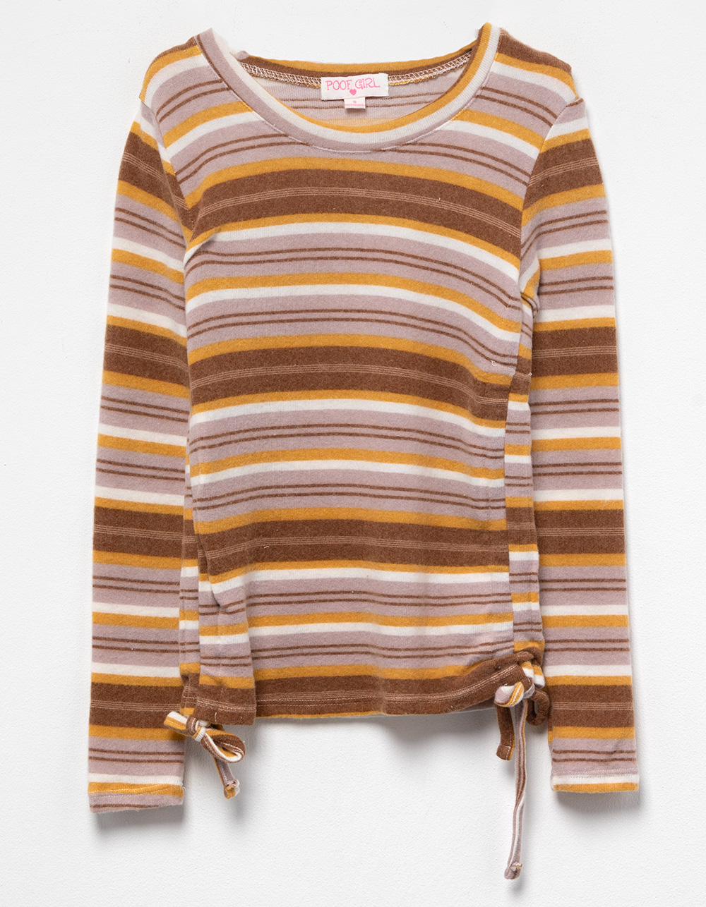 POOF Stripe Cinch Side Girls Long Sleeve Top - PURPLE COMBO | Tillys
