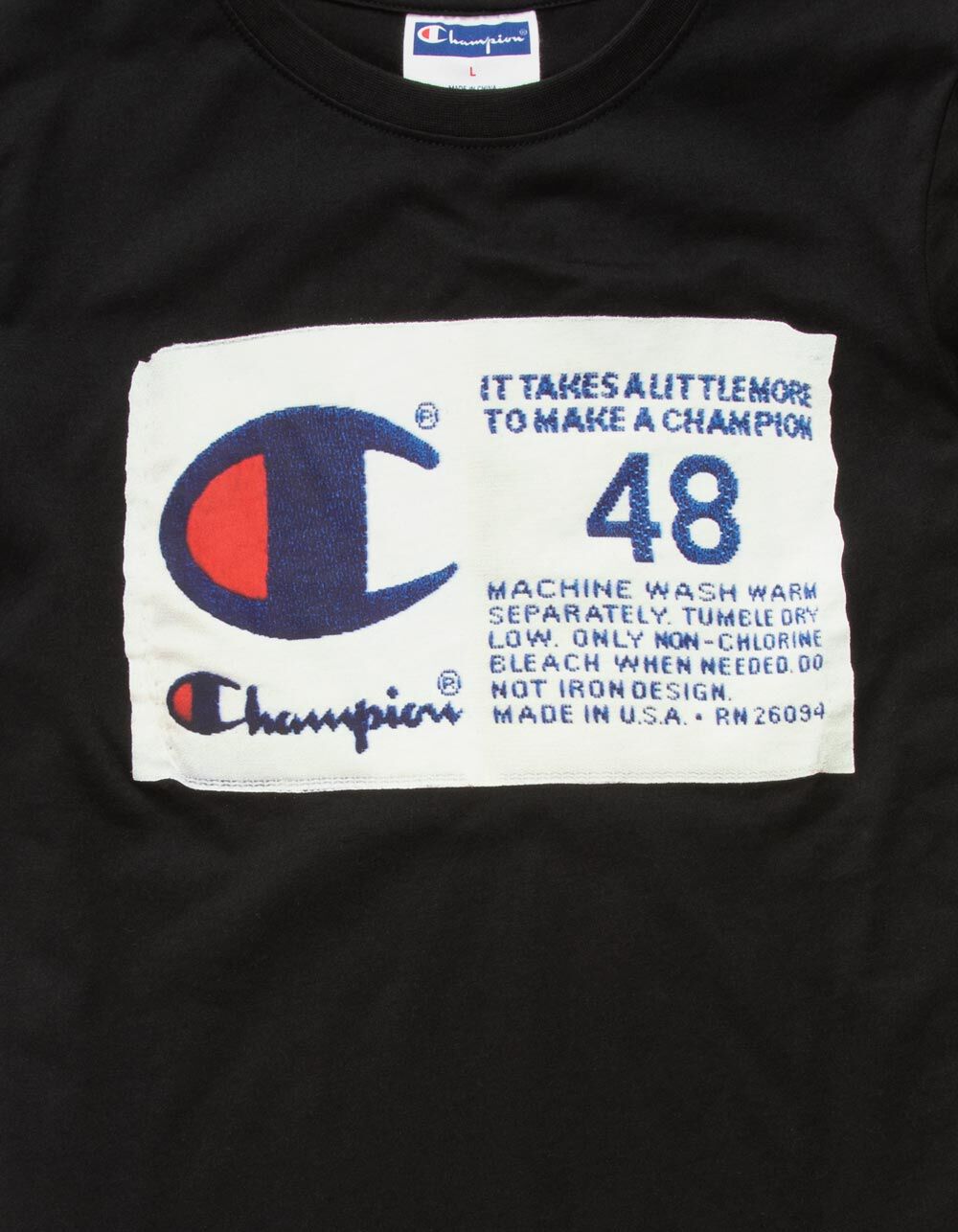 CHAMPION Photoreal Jock Tag Boys Black T-Shirt - BLACK | Tillys