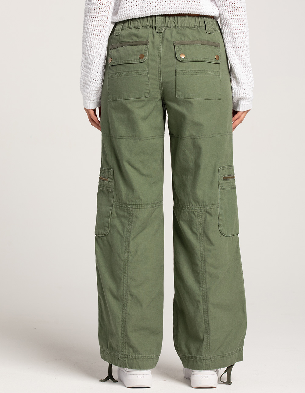 RSQ Womens Low Rise Overdye Cargo Zipper Pants - OLIVE | Tillys