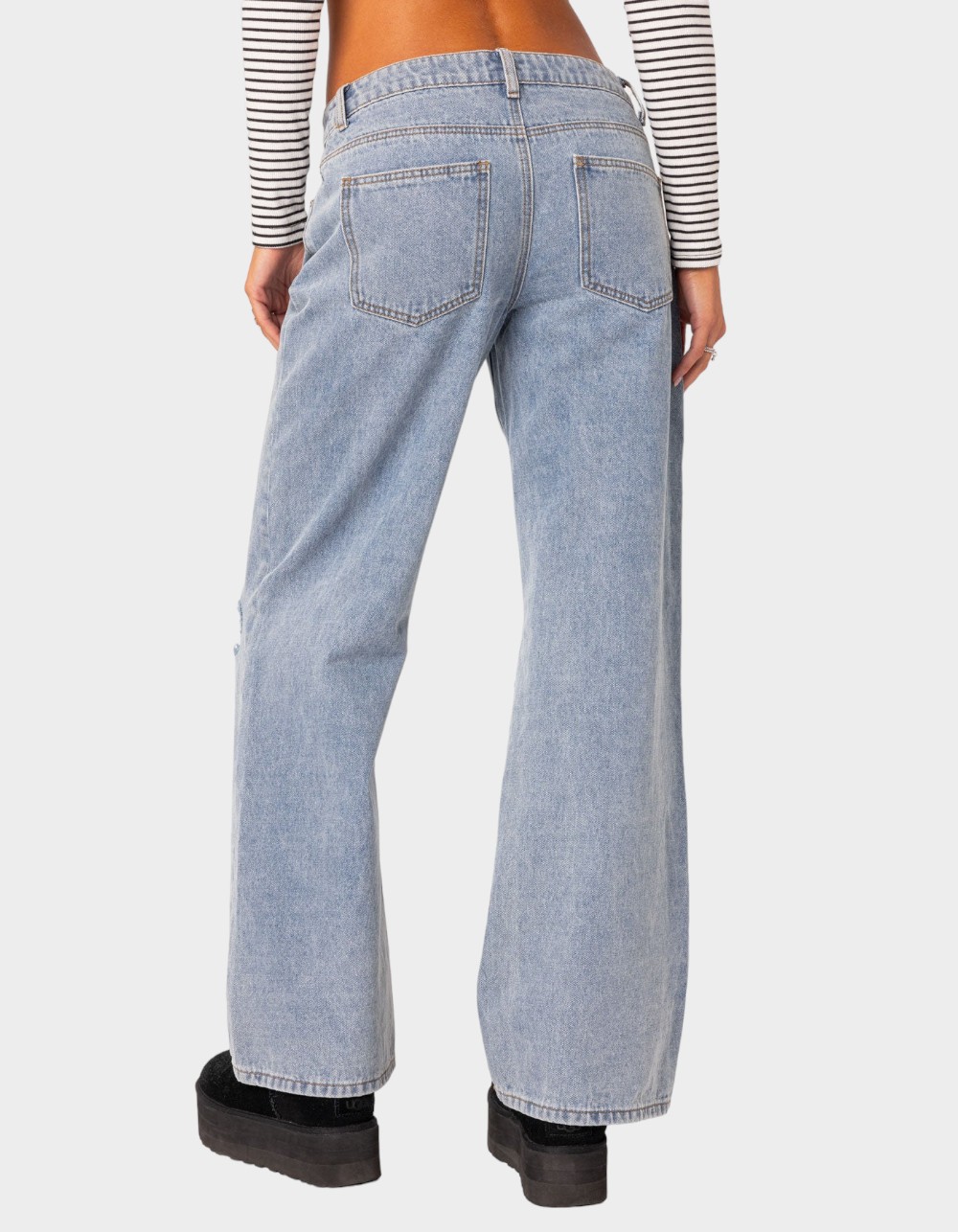 EDIKTED Debbie Distressed Low Rise Jeans - LIGHT BLUE | Tillys