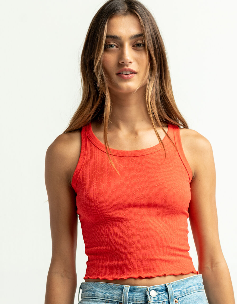 HEART & HIPS Pointelle Red Crop Tank - RED | Tillys
