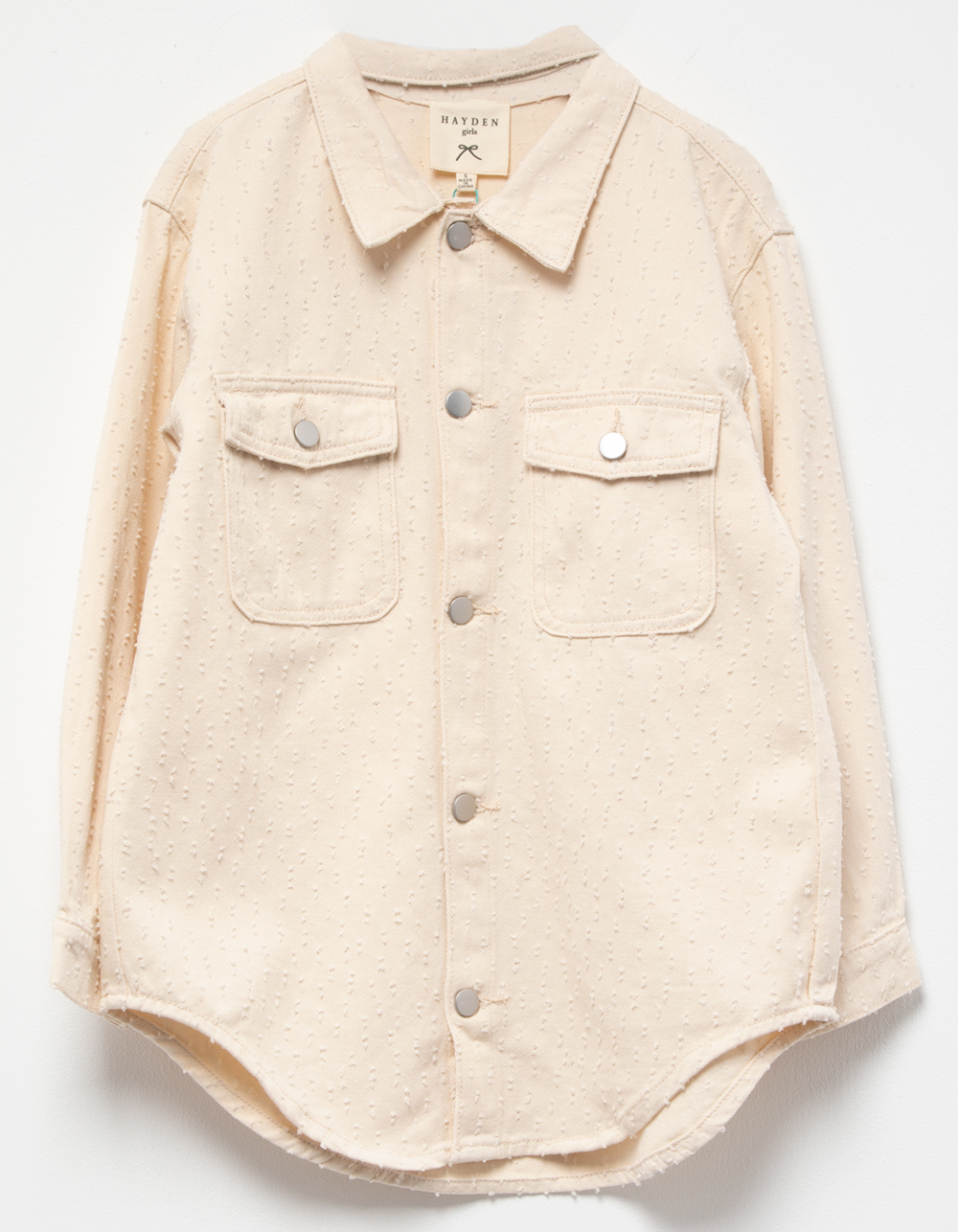 HAYDEN Girls Distressed Shacket - CREAM | Tillys