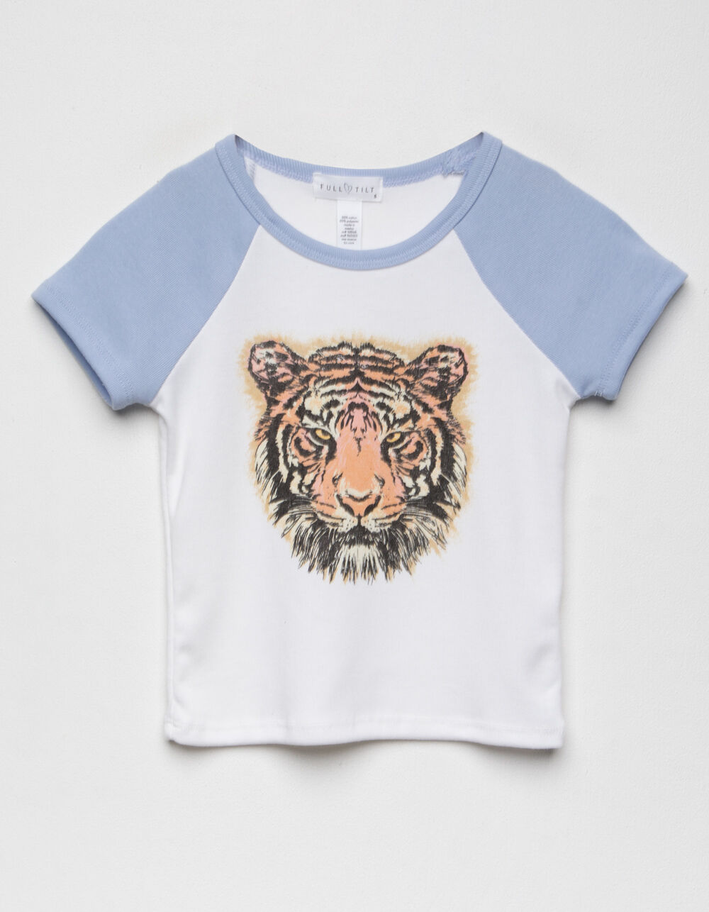 FULL TILT Tiger Girls Raglan Tee - WHITE/BLUE | Tillys