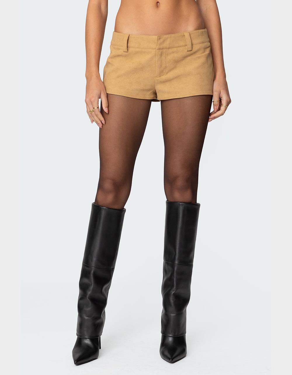 EDIKTED Shane Faux Suede Micro Shorts - BEIGE | Tillys