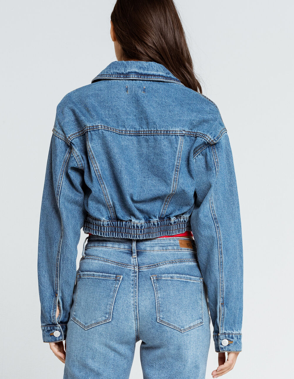 RSQ Elastic Hem Womens Cropped Denim Jacket - MEDIUM WASH | Tillys