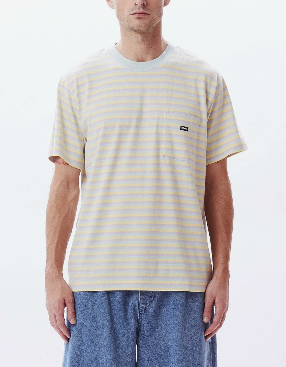 OBEY River Stripe Mens Pocket Tee - YELLOW COMBO | Tillys