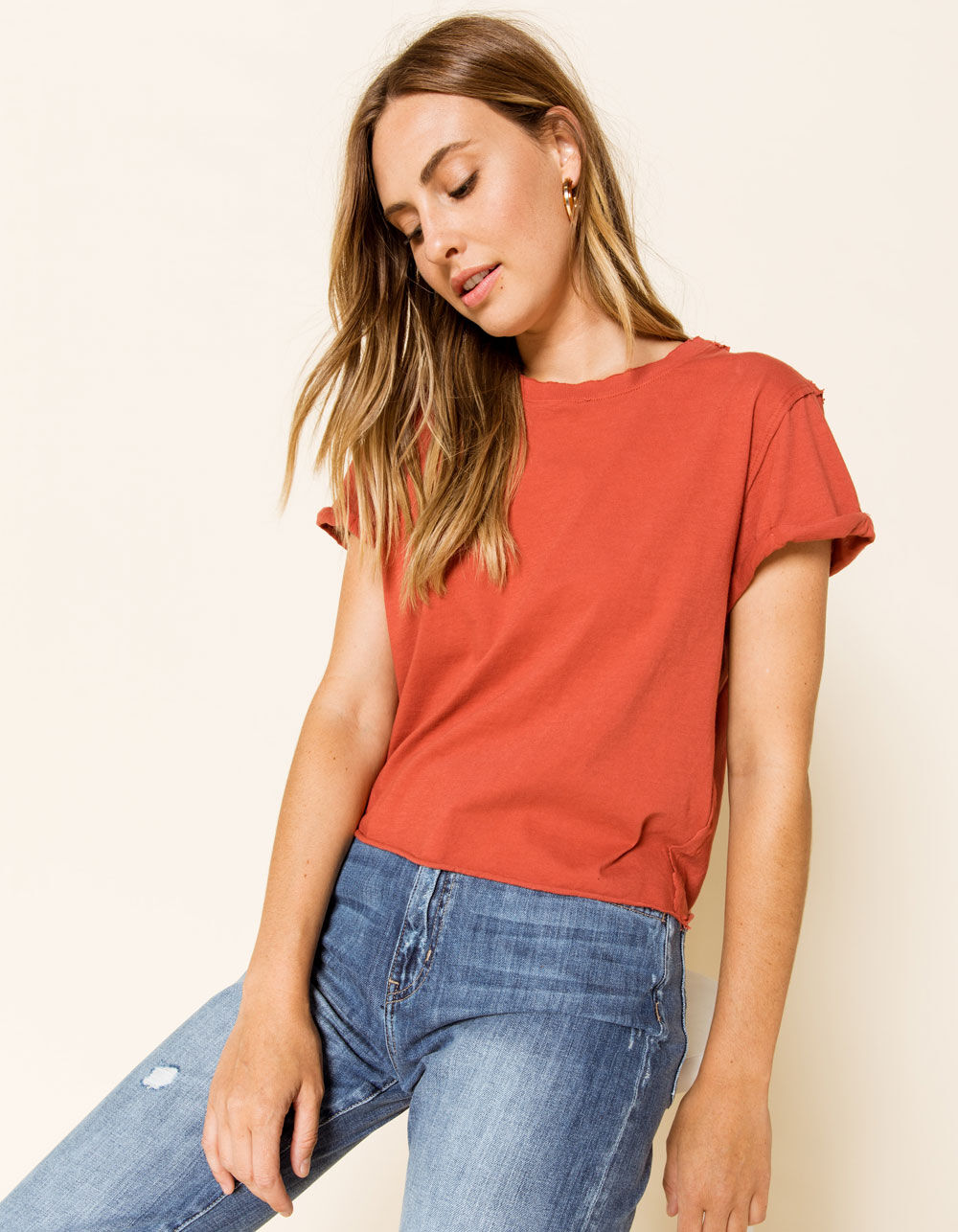 WEST OF MELROSE Roll Through Rust Womens Crop Tee - RUST | Tillys