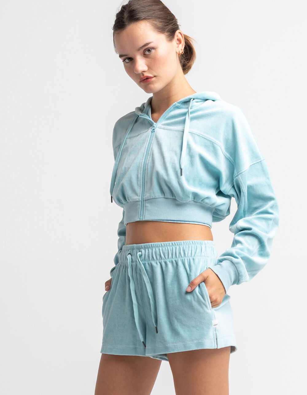 RSQ Womens Blue Velour Shorts - BLUE | Tillys